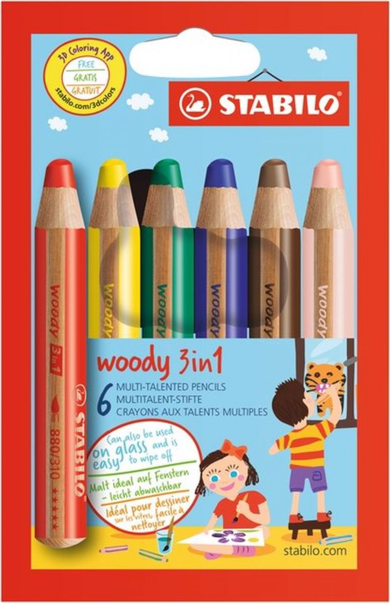 STABILO woody 3 in 1 - 6er Pack - mit 6 verschiedenen Farben ...